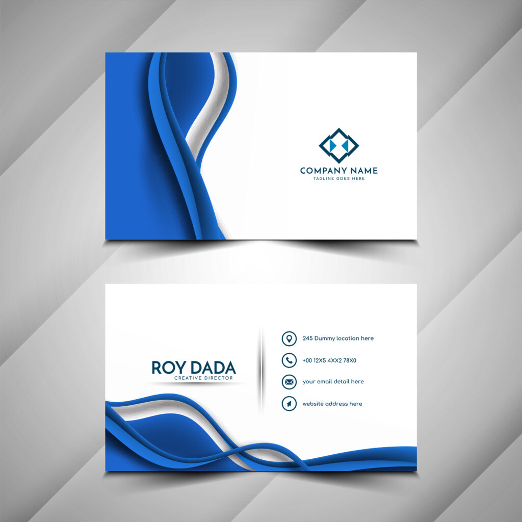 Business card design vector in wave style - Graphic Guru