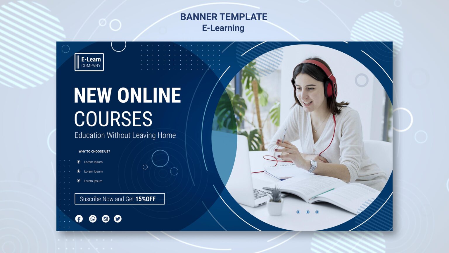 Ee-learning concept banner template - Graphic Guru