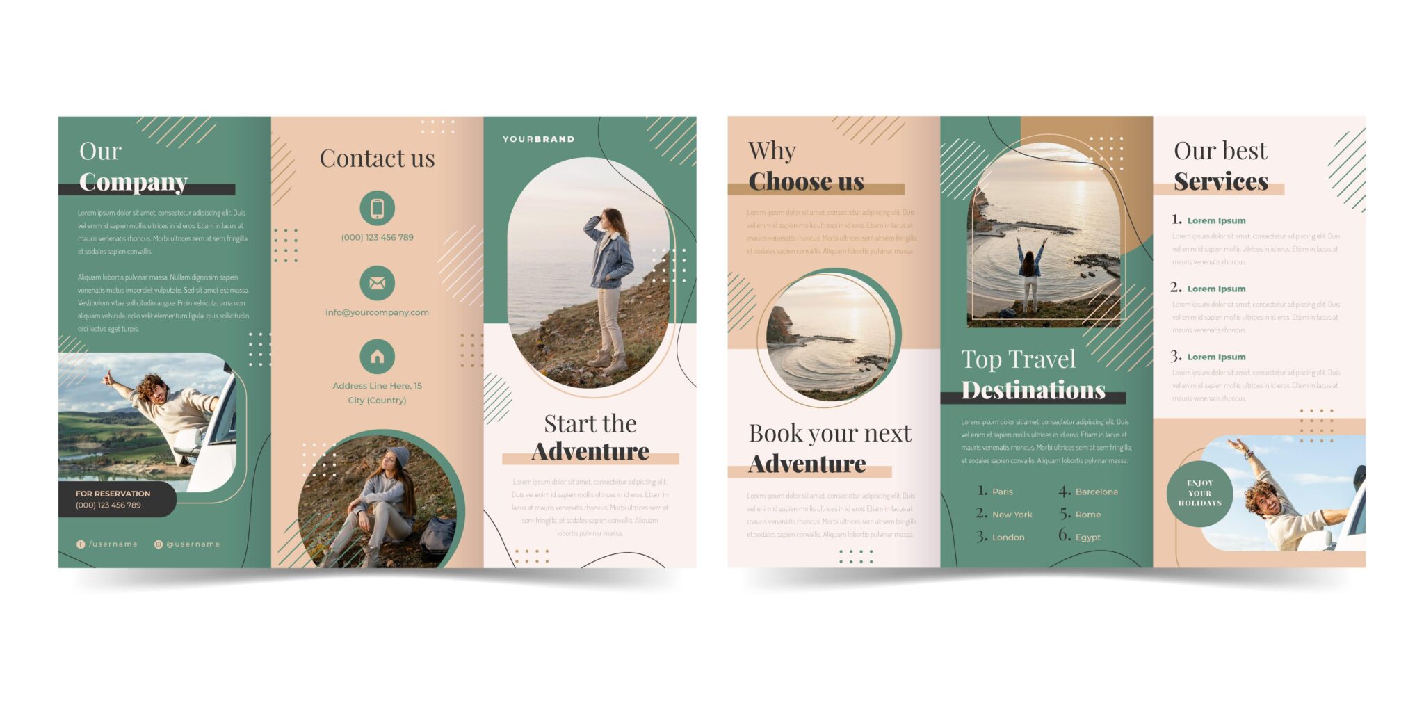 Flat adventure trifold brochure - Graphic Guru