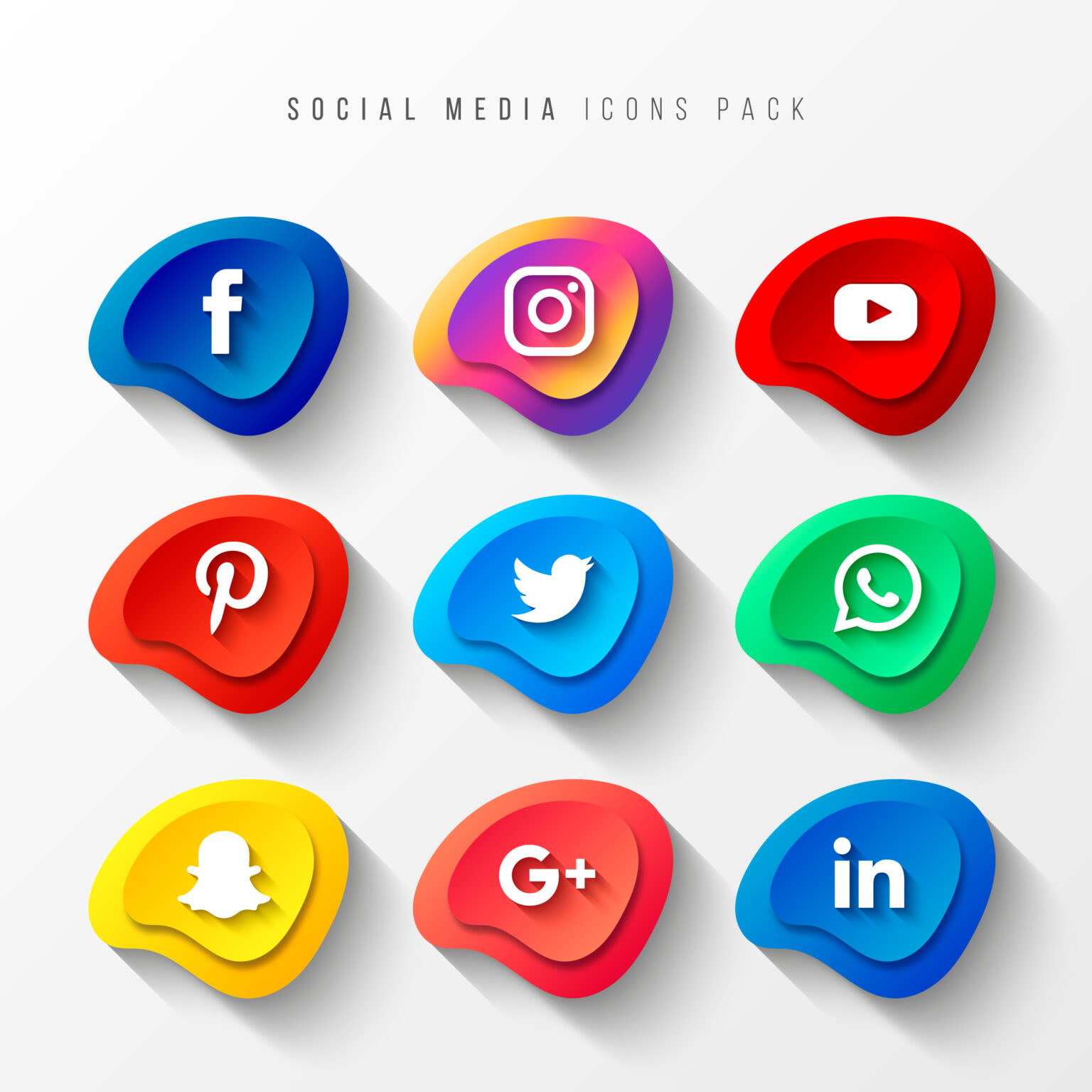 Social media icons pack 3d button effect - Graphic Guru