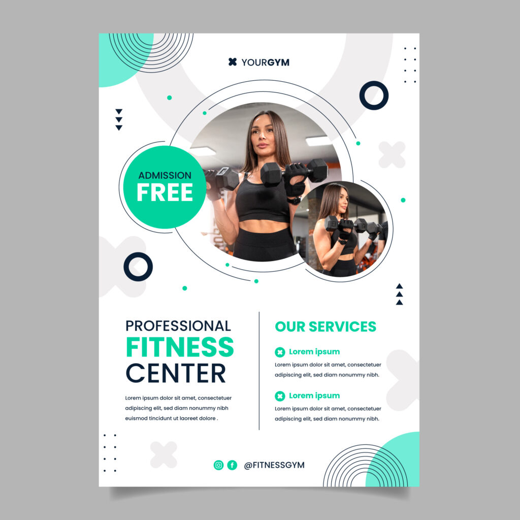 Flat poster template for gym and exercise - Graphic Guru